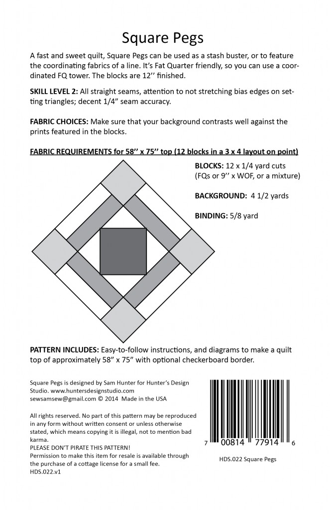 Square Pegs - PDF - Hunter's Design Studio