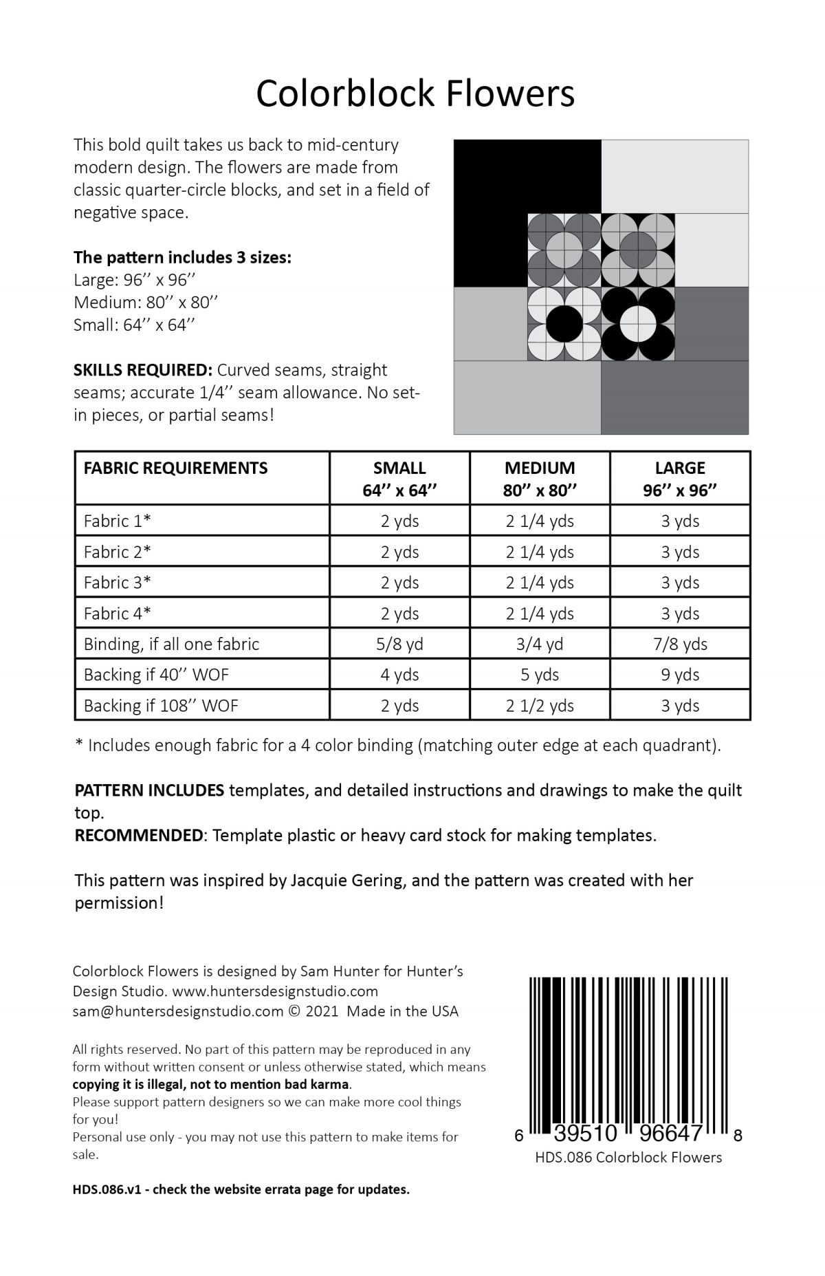 Colorblock Flowers - PDF - Hunter's Design Studio